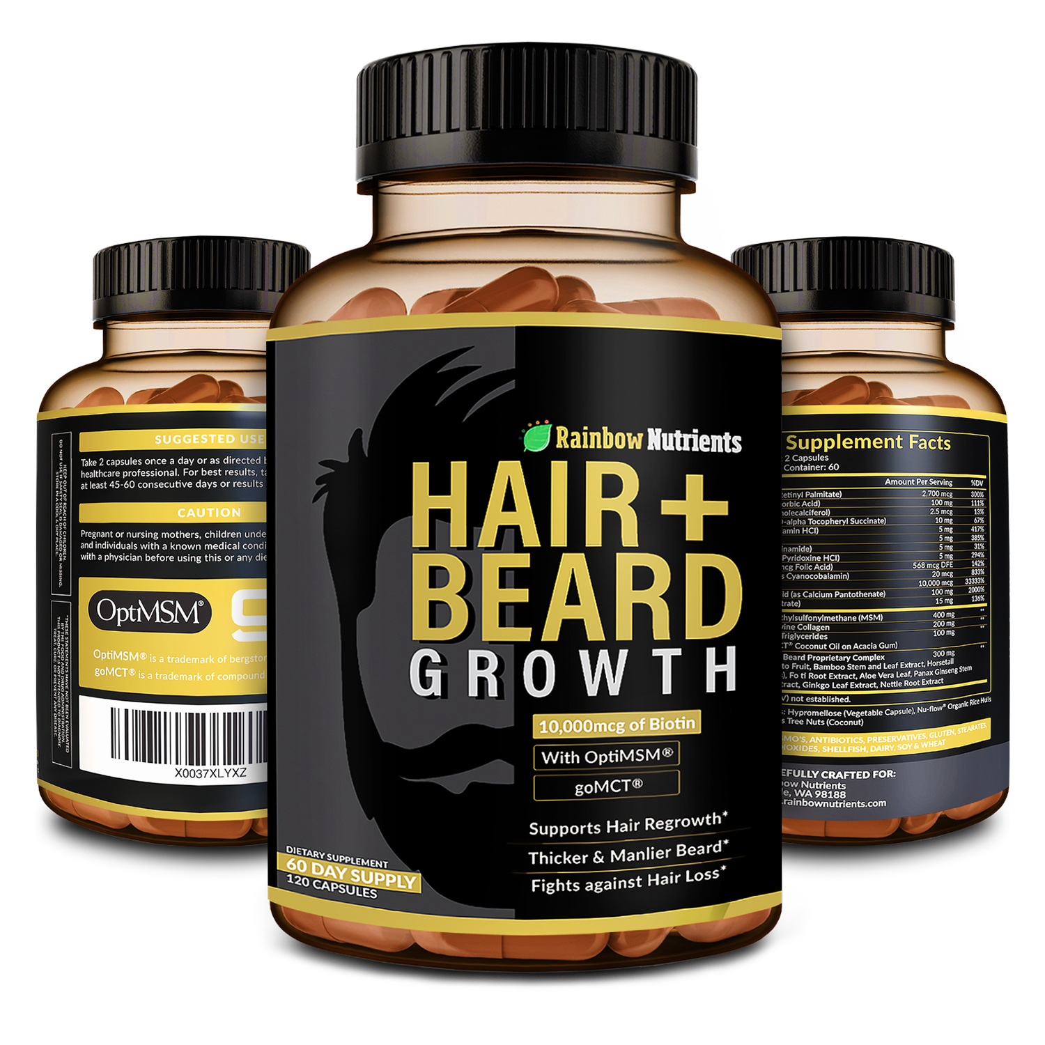 Hair + Beard Growth Supplement - Rainbow Nutrients