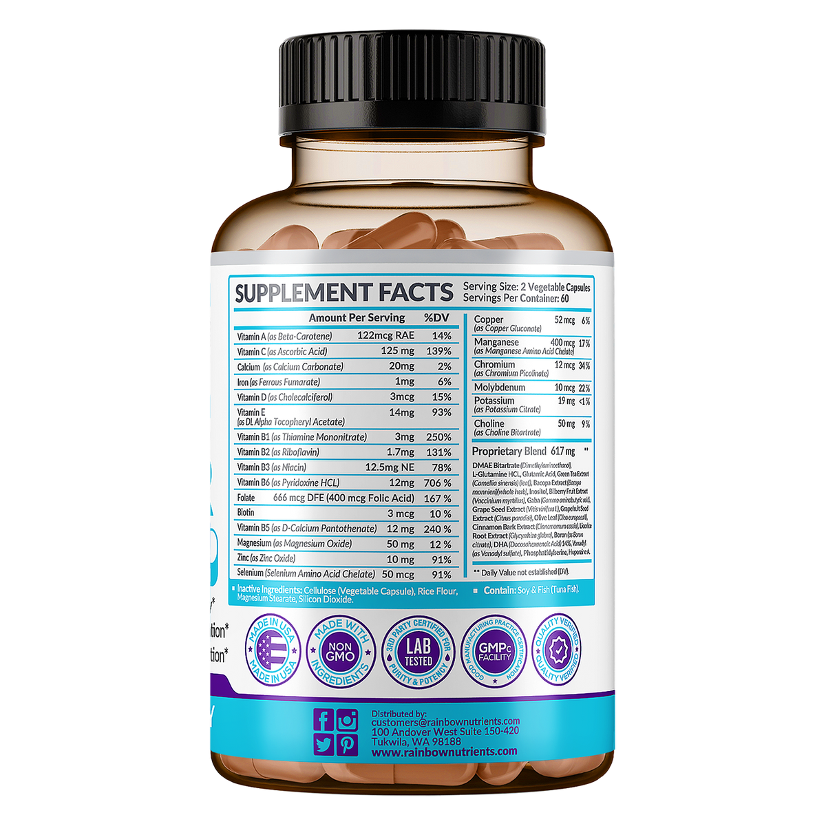 40 in 1 Brain Booster Supplement - Rainbow Nutrients